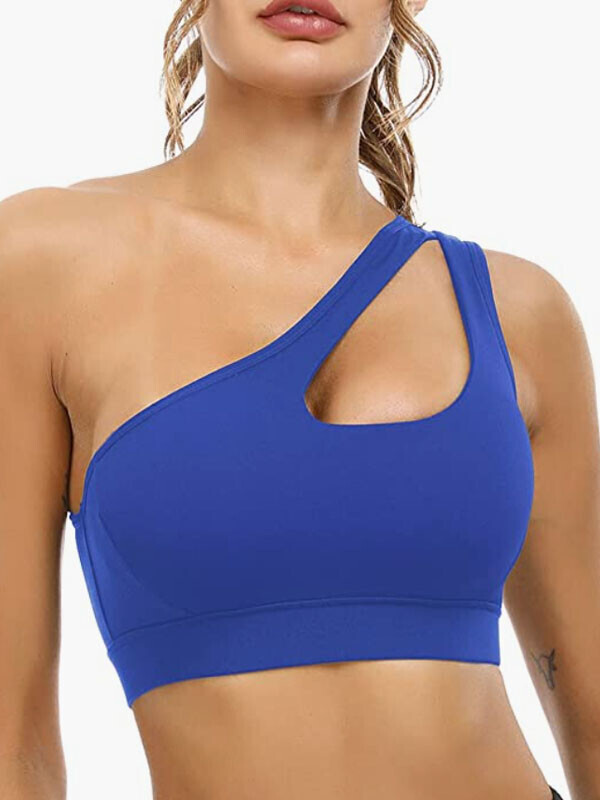 Sykooria Womens One Shoulder Sports Bras Workout Yoga Bras Sexy Cute